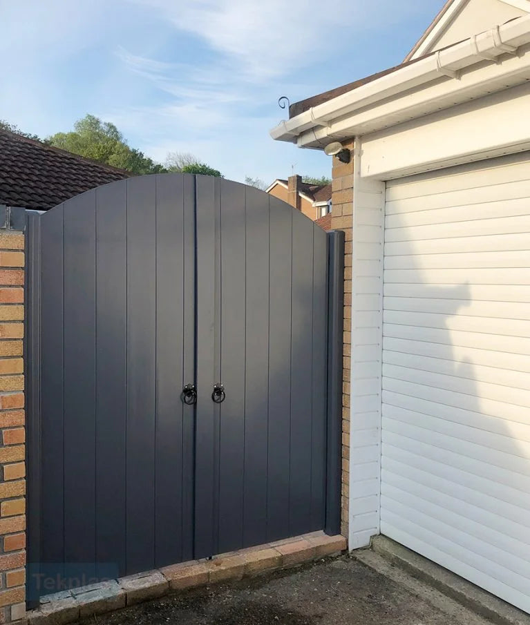 Double Gates with Aluminium Frame | Arched Top | W: 2.8m - 6m, H: 1800 ...